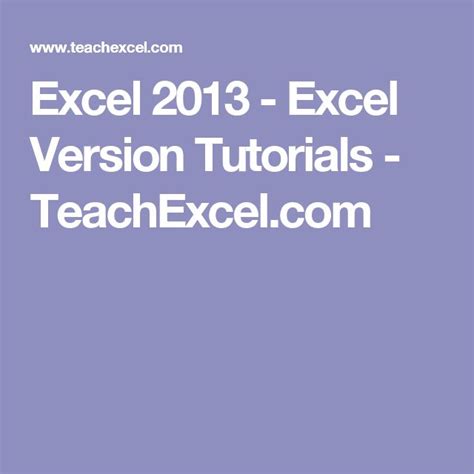 Excel Excel Version Tutorials TeachExcel Com Excel Tutorials Tutorial Excel