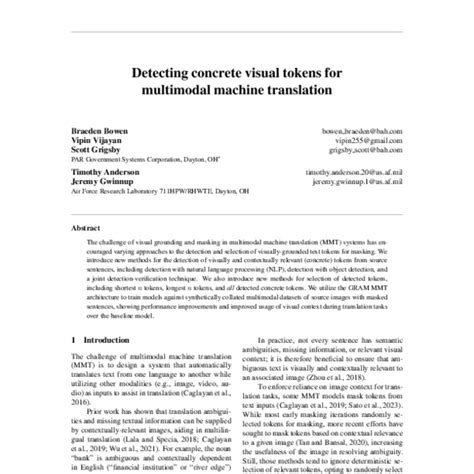 Detecting Concrete Visual Tokens For Multimodal Machine Translation ACL Anthology