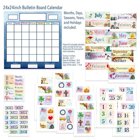 Watercolor Calendar Kit Bundle Nature Themed Classroom Calendar Pocket Chart Calendar Pastel