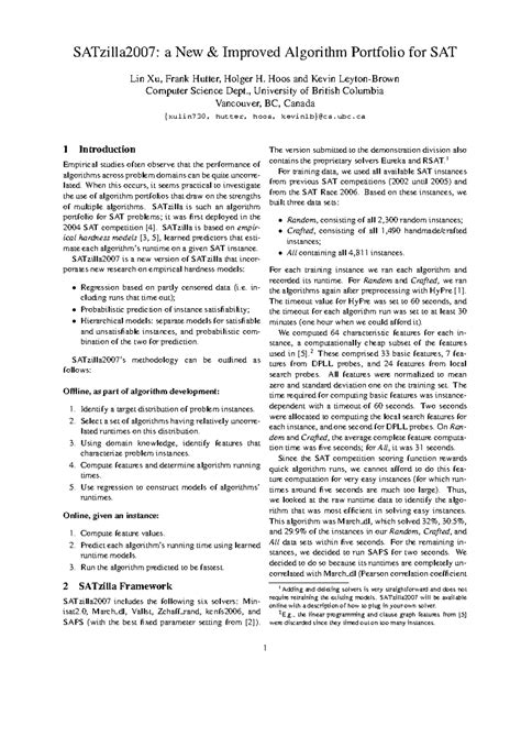 Satzilla 2007 A New And Improved Algorithm Portfolio For Sat Hoos And Kevin Leyton Brown