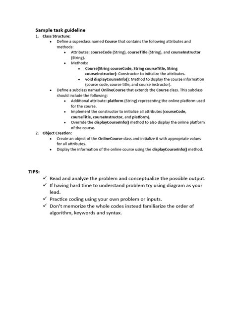 Sample Task Guideline And Code Pdf Method Computer Programming