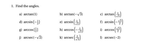 Solved 1 Find The Angles A Arctan 1 B Arctan 3 C Chegg Com
