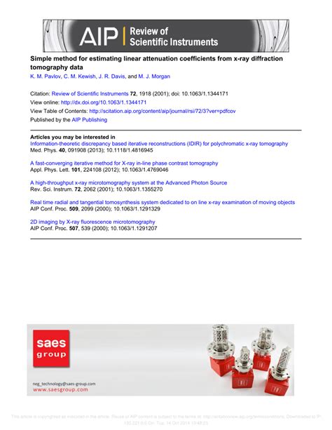 Pdf Simple Method For Estimating Linear Attenuation Coefficients From