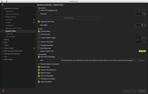 Feature Settings Material Theme UI Documentation