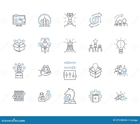 Work Efficiency Outline Icons Collection Productivity Effectiveness Proficiency Quickness