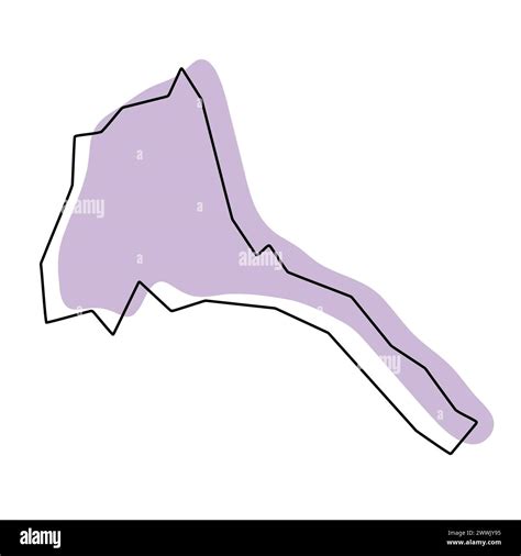 Eritrea Country Simplified Map Violet Silhouette With Thin Black Smooth Contour Outline