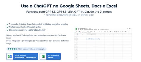 GPT For Work: Google Sheets, Docs e Excel.