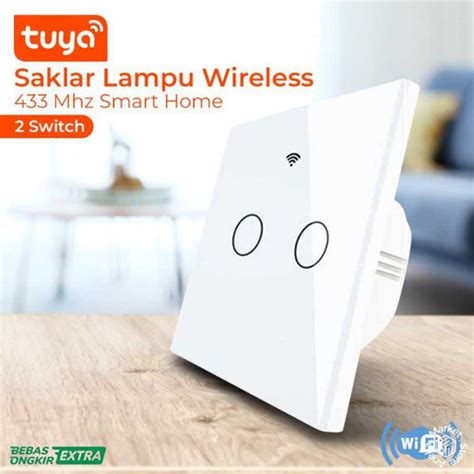 Jual Smart Wall Switch Touch Saklar Lampu Wifi Wireless Tanpa Kabel Premium 2 Gang Putih