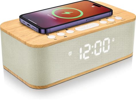 Orren Ellis Digital Alarm Clock Bluetooth Speaker Wireless Charging