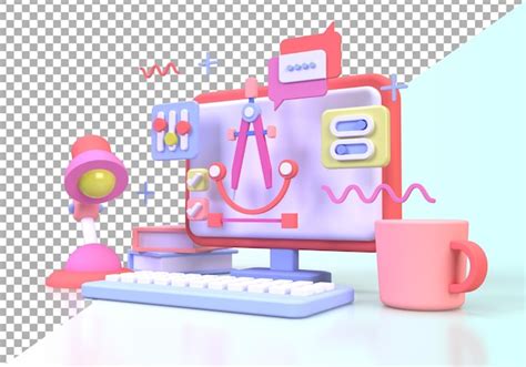 Ui Ux 디자인 컨셉 일러스트레이션을 위한 웹 개발 랜딩 페이지 템플릿 사업 아이디어 배경 프리미엄 Psd 파일