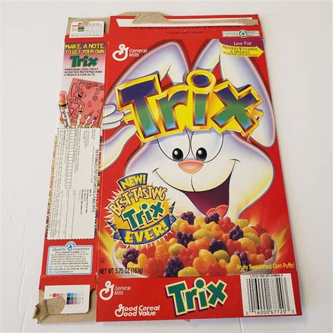 Vintage 1996 Trix Empty Cereal Box Best Tasting Trix Ever General Mills