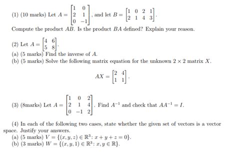 Solved 1 10 Marks Let A 120011 And Let Chegg Com