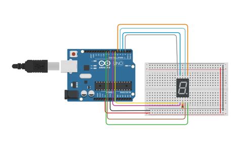circuit design visualizador de 7 segmentos tinkercad