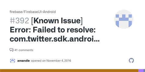 [known issue] error failed to resolve com twitter sdk android twitter