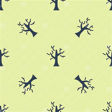 Blue Withered Tree Icon Isolated Seamless Pattern On Yellow Background