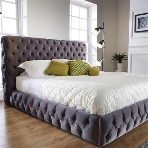 Duchess Chunky Velvet Bed Frame Buttoned Sides Add Professional
