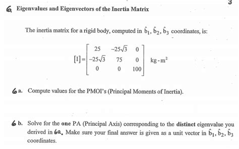 Solved A Eigenvalues And Eigenvectors Of The Inertia Matrix
