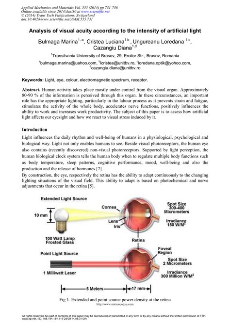 Pdf Analysis Of Visual Acuity According To The Intensity Of Artificial Light