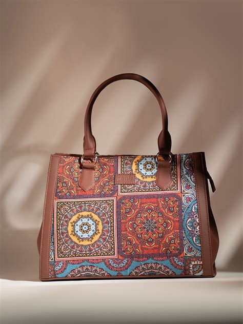 Buy Zouk Ethnic Motifs Printed Structured Jute Handheld Bag Handbags