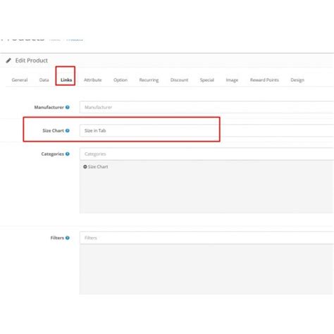 OpenCart Custom Size Chart OpenCart Custom Size Chart