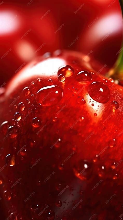 Premium Photo Extreme Macro Closeup Of A Juicy Translucent Cherry Slice Ai Generated