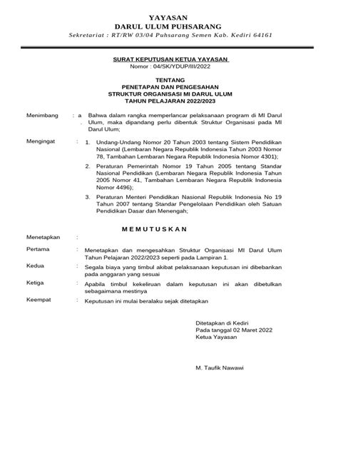 Sk Struktur Organisasi Midu Ffiix Pdf