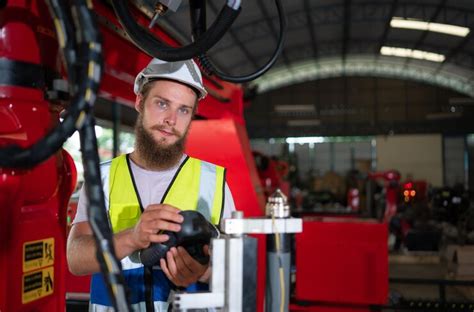 Premium Photo An Engineers Installing And Testing A Large Robotic Arm Before Sending It To