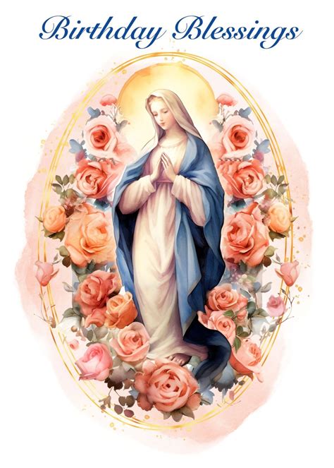 Catholic Printable Birthday Card Marian Greeting Birthday Blessings