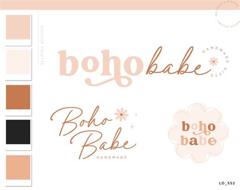 Boho Logo Design • Boho Babe Logo Set • Macarons And Mimosas