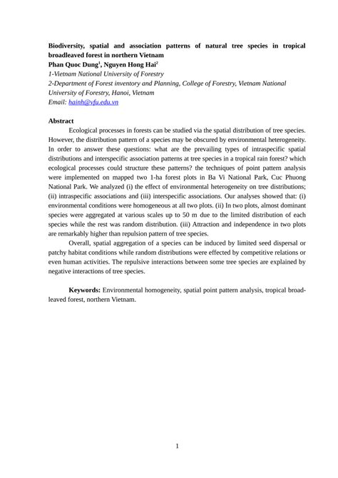 Pdf Biodiversity Spatial And Association Patterns Of Natural Tree Species In Tropical