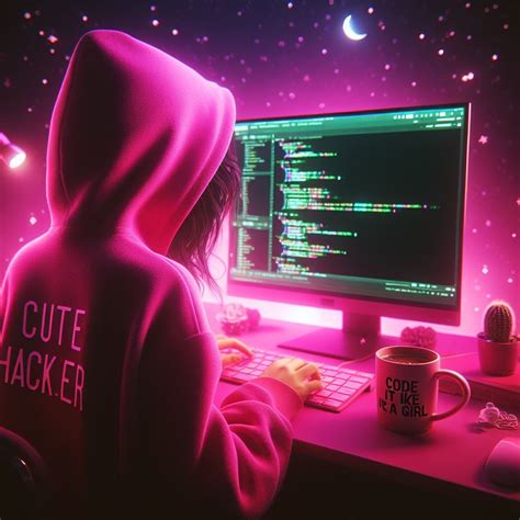 Computer Engineering Girl Girl Hacker Coding Programming Pink