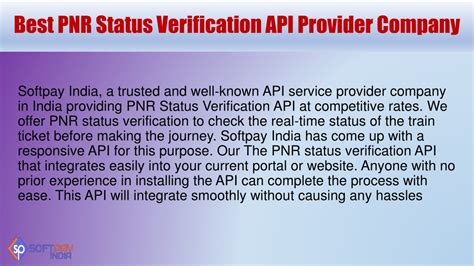 Ppt Softpay Pnr Status Verification Api Company India Powerpoint Presentation Id 12180893
