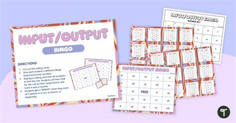input output table games — bingo teach starter