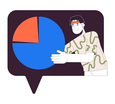 Premium Vector Man Shows Data Analytics Chart 2d Linear Cartoon Character