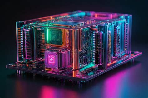 Futuristic Quantum Computer Chip Power Machine Digital Cybernetic Neon Stock Image Image Of
