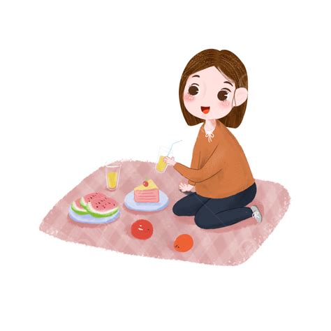 Cute Picnic Girl Free Material Fresh Cute Wind Beauty Png