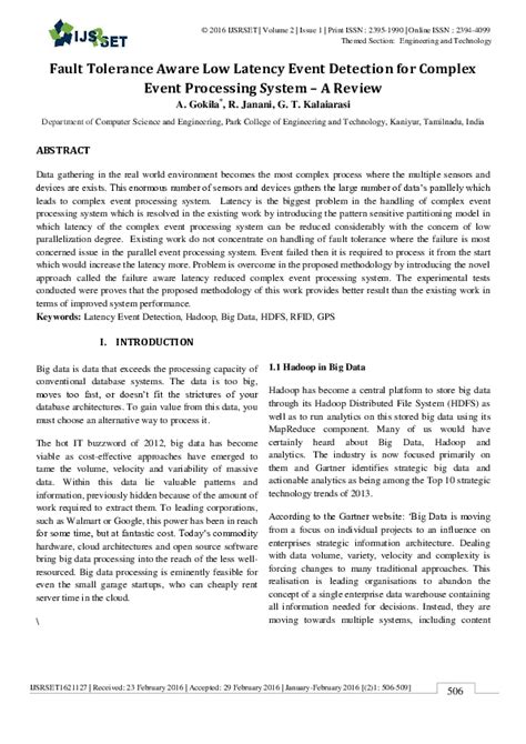 Pdf Fault Tolerance Aware Low Latency Event Detection For Complex