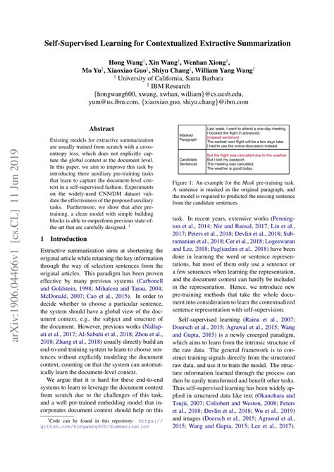 pdf self supervised learning for contextualized extractive summarization