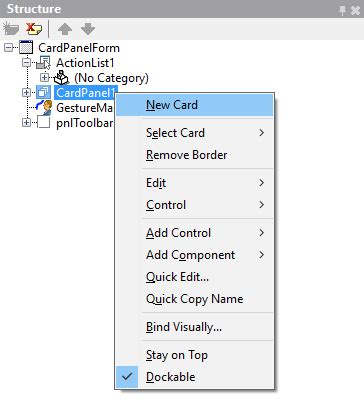 Using The Card Panel Component RAD Studio