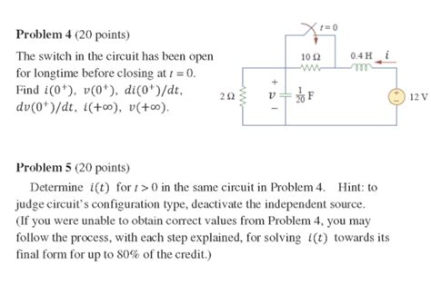 solved xt 0 102 0 4h i problem 4 20 points the switch in