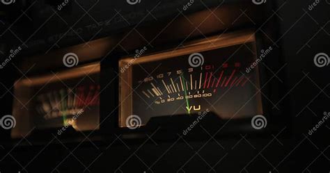 analog vu meters on classic hi fi reel to reel tape recorder retro