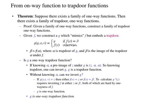 ppt many to one trapdoor functions and their relations to public key