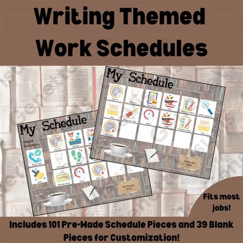Editable Writing Visual Work Schedule Colorful Version By Genette Visuals
