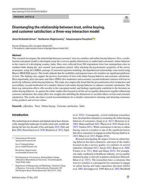 Pdf Disentangling The Relationship Between Trust Online Buying And Customer Satisfaction A