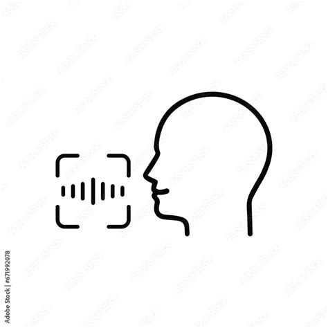 Access Identification By Voice To Smartphone Line Icon Command Voice Id Recognition Technology