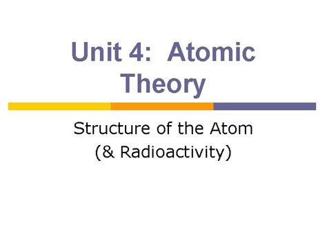 Unit 4 Atomic Theory Structure Of The Atom