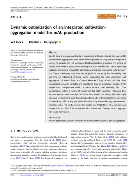Pdf Dynamic Optimization Of An Integrated Cultivation‐aggregation