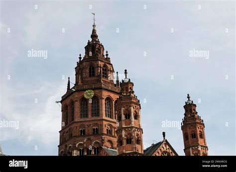 The High Cathedral Of St Martin In Mainz The Gothic Church Tower With