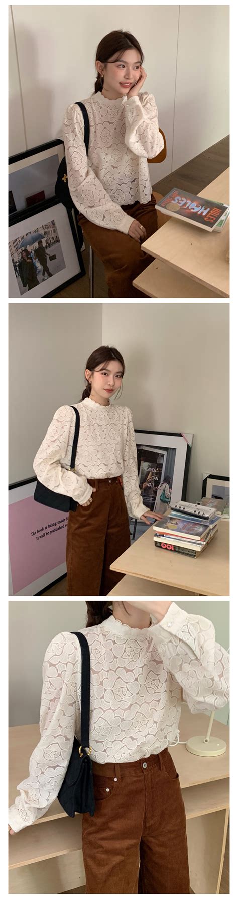 봄신상 리본 타이 시스루 레이스 블라우스 사계절 하객룩 Z Ssc 529 A 9001t