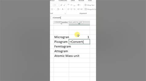 Convert Microgram Into Picogram Microsoft Excel Msexcel Picogram